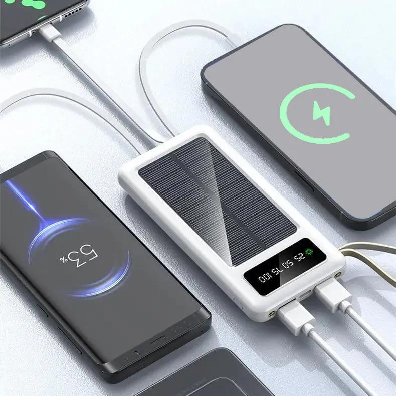 Slim Solar Powerbank: 10000mAh Portable Charger w/ Built-in Cable from ...