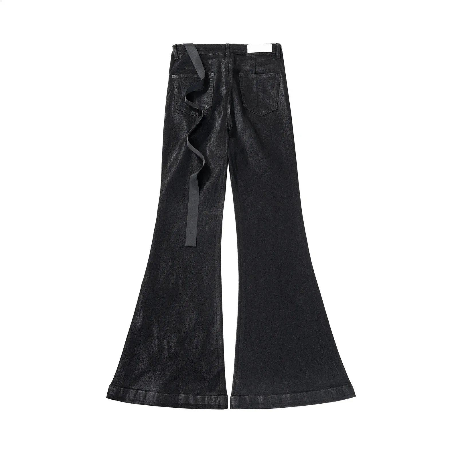 Men's Black Wax Leather Streetwear baggy jeans - Ropa Men's Black Wax Leather Streetwear baggy jeans - Ropa