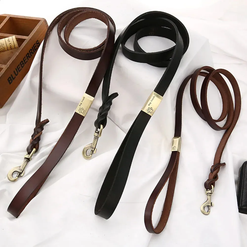 Leather Dog Leash Heavy Duty Braided Full Grain Leather Rope for French ...