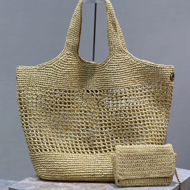 Large Capacity Handbag Lafite Grass Weaving Totes Designer Bag Womens ...