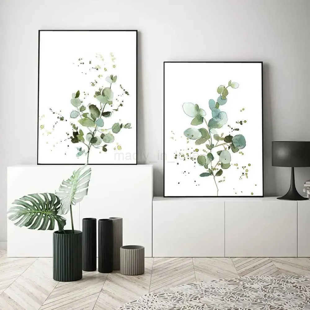 Eucalyptus Leaves Watercolor Poster Green Plant Art... From Madly_in ...