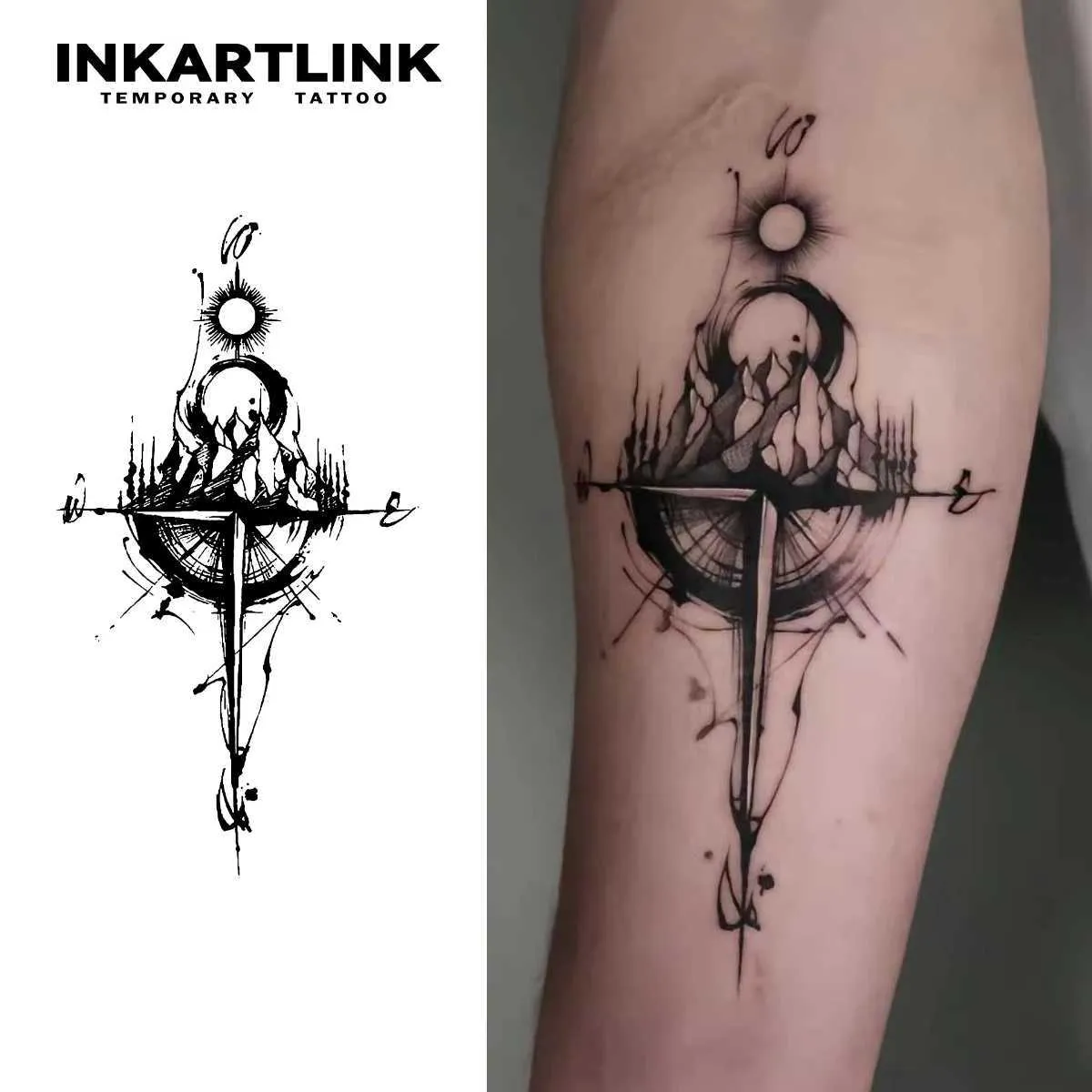 Waterproof Prinker S Temporary Tattoo Sticker 15 Days Temporary Compass ...