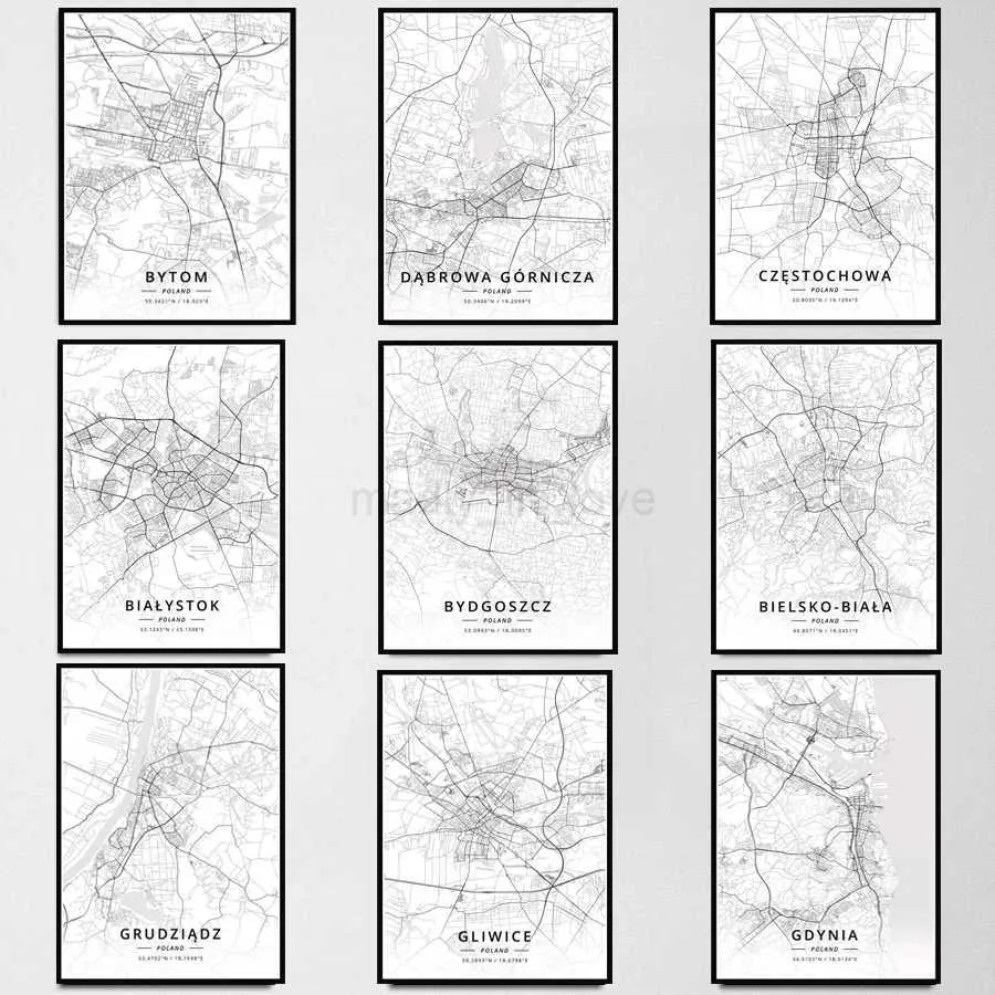Poster Prints Bielsko Biala Bytom Gornicza Poland Map City Travel Oil ...