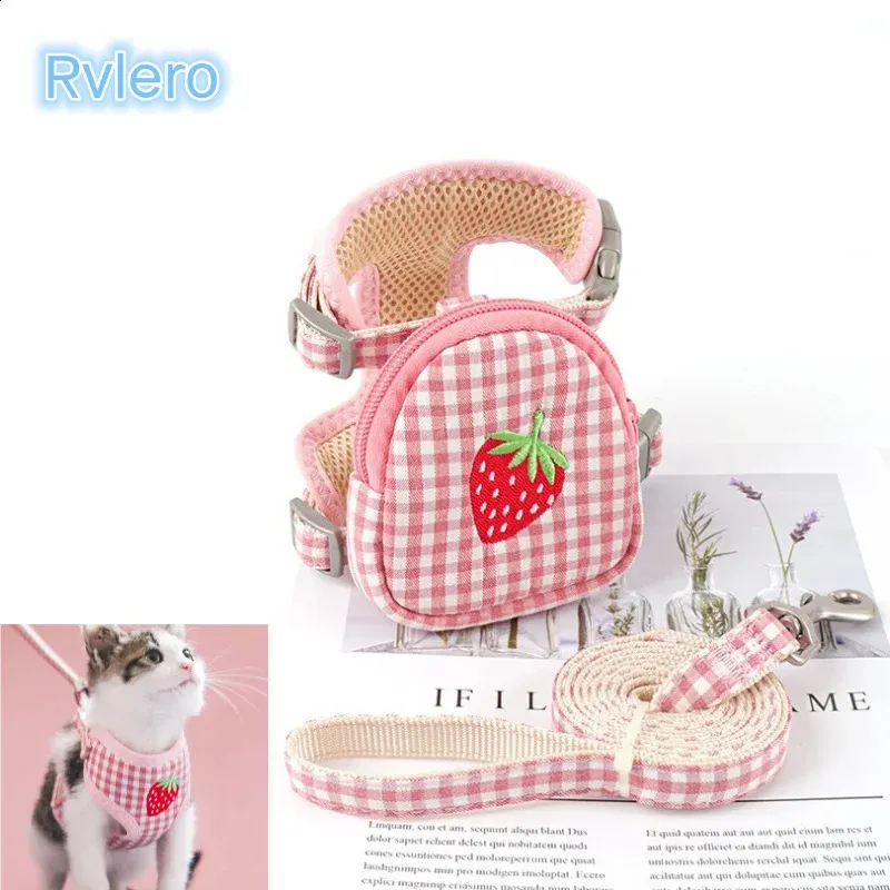 Cat Harness with Backpack Breathable Chest Strap Pet Traction Rope Set ...