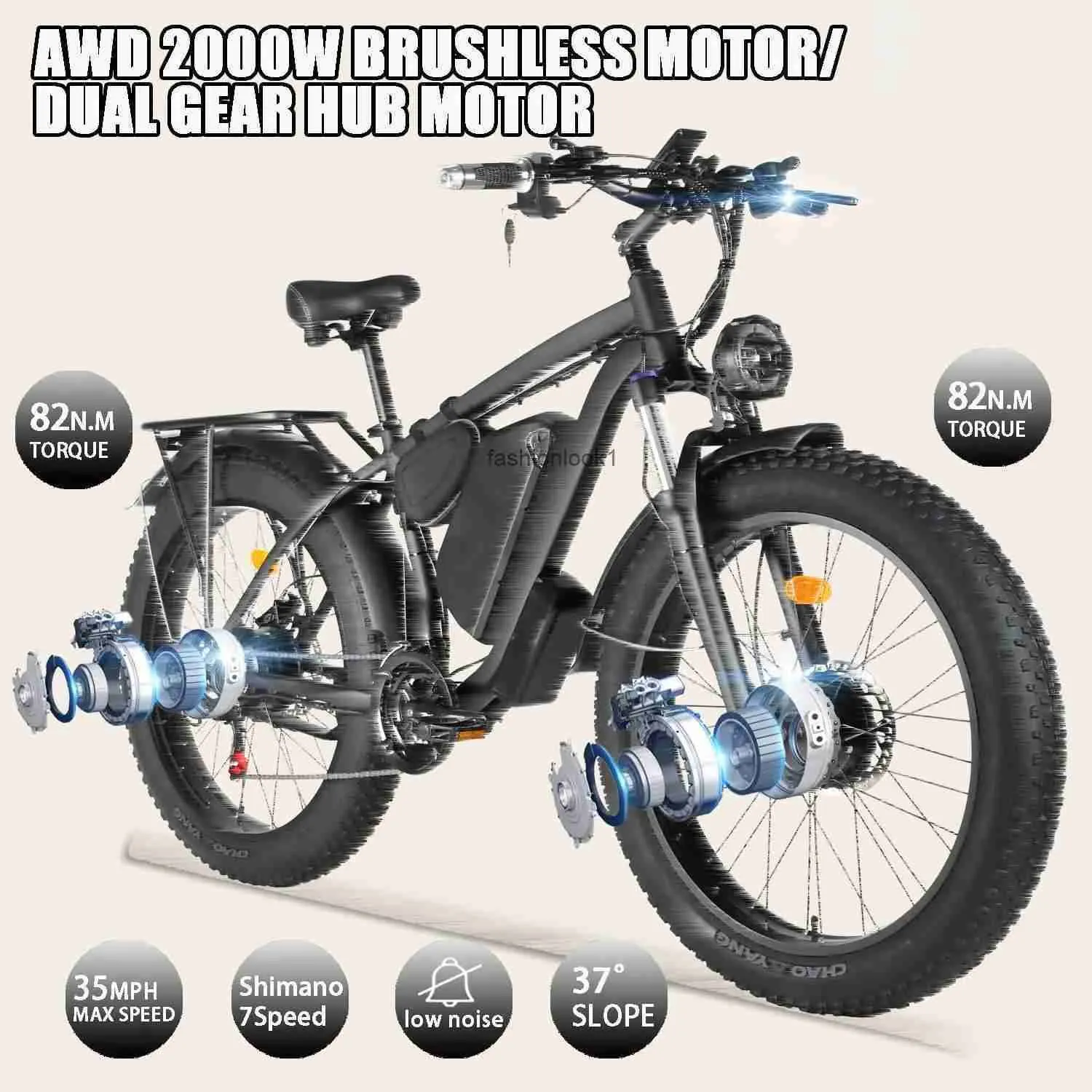 DHgate.com:2000W Dual-Motor Electric Fat Bike: Smlro XDC600 Plus, 48V 22.4Ah, 35MPH, 26" Q240523 ...