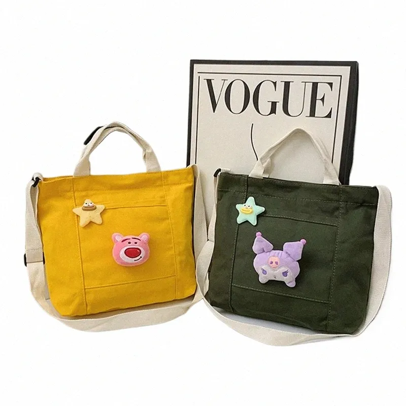 Miniso Carto Cute Strawberry Bear Hand Carrying Canvas Bag Large ...