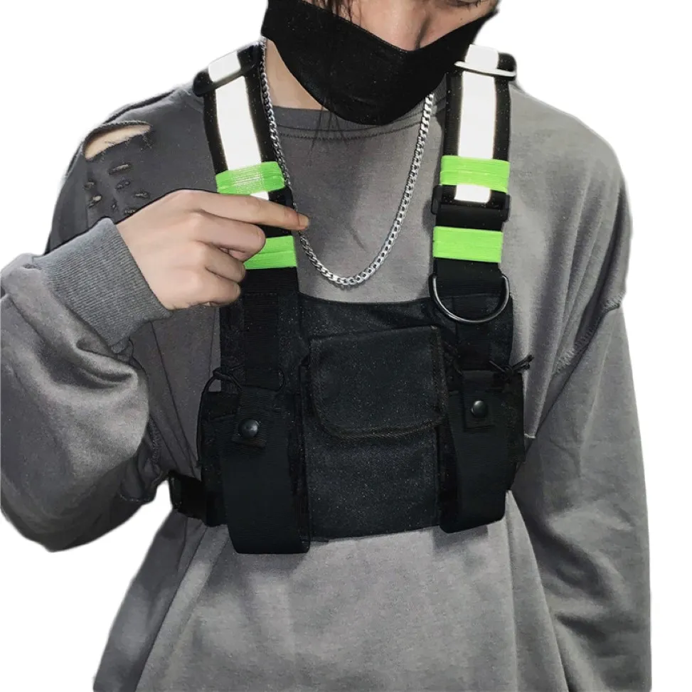 Kanye Hip Hop Black Vest Ski Bag Male Functional Streetwear Waist Pack ...