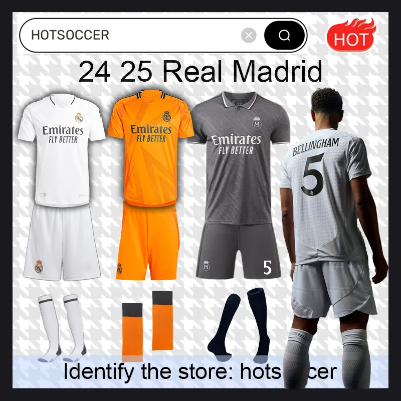 24 25 Real Madrid Home Kit Soccer Jersey Mbappe Bellingham 2024 2025 ...
