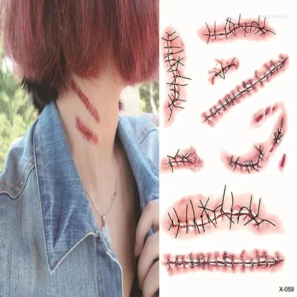 Realistic Halloween Scar Fake Wound Sticker Temporary Tatouage ...