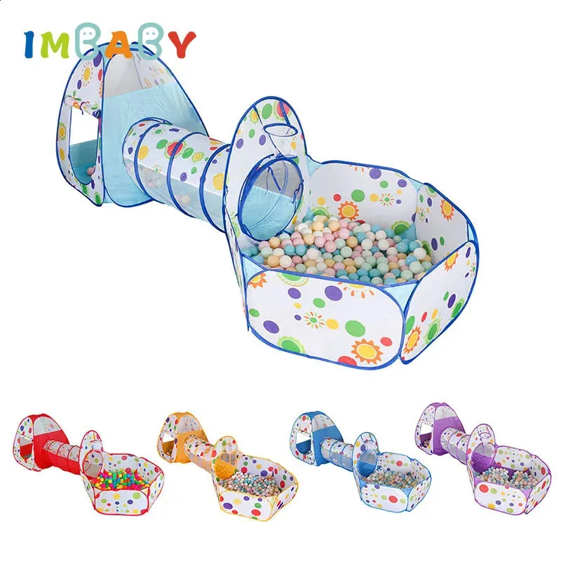 Foldable 3-in-1 Indoor Playpen for Toddlers - Colorful Polyester Tunnel ...