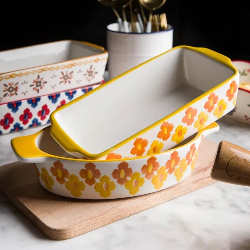 NEW 2024 Ceramic Baking Dish Roasting Lasagna Pan Rectangular Dish ...