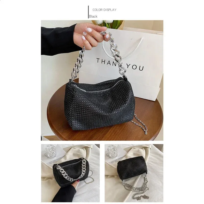 2024Korean Fashion Women's Handbag, Shiny Diamond PU Leather Shoulder ...