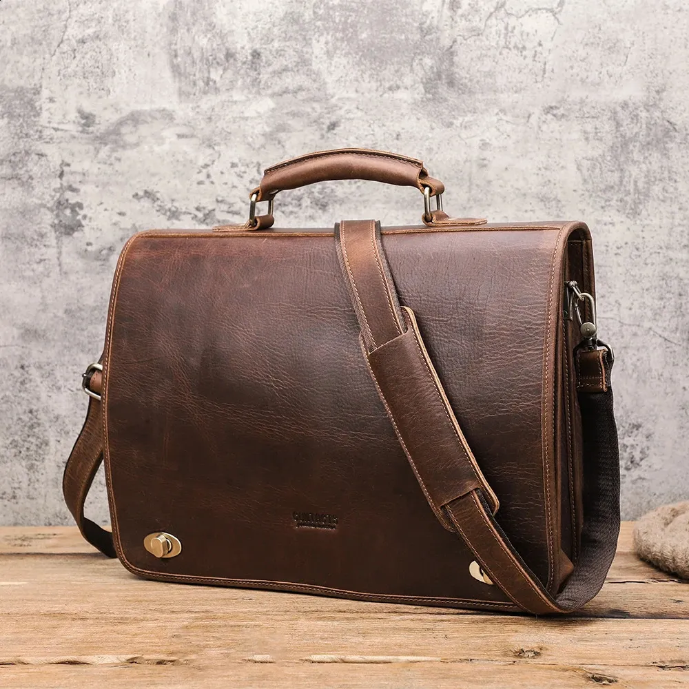 Vintage Leather Mens Briefcases Business Portfolio... From ...
