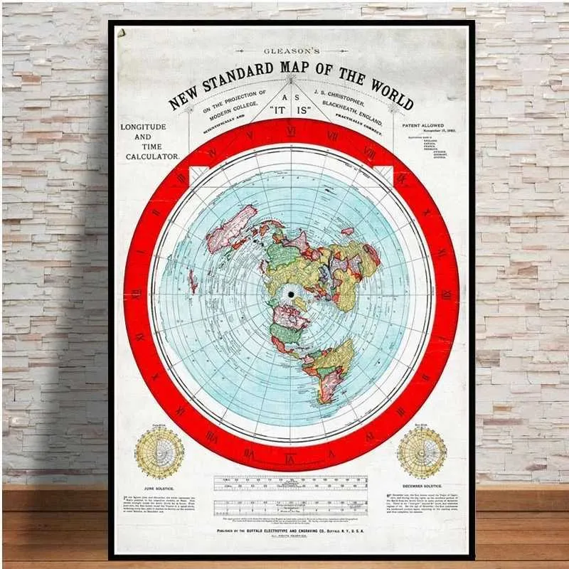 Poster And Prints 1892 Flat Earth Map Movie World Map... From Madly_in ...