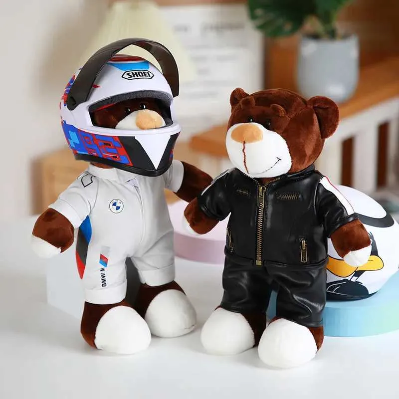 Funny Creative Helmet Teddy Bear Plush Motorcycle Racing Christmas Gift ...