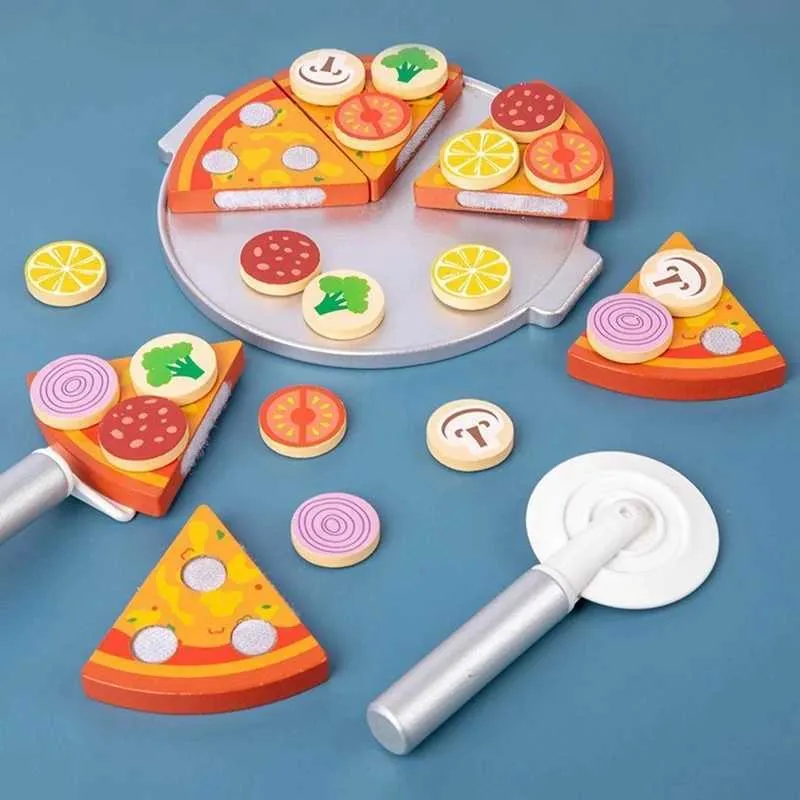 Kitchens Play Food Wooden Fake Pizza Toy Food Cooking Simulation ...