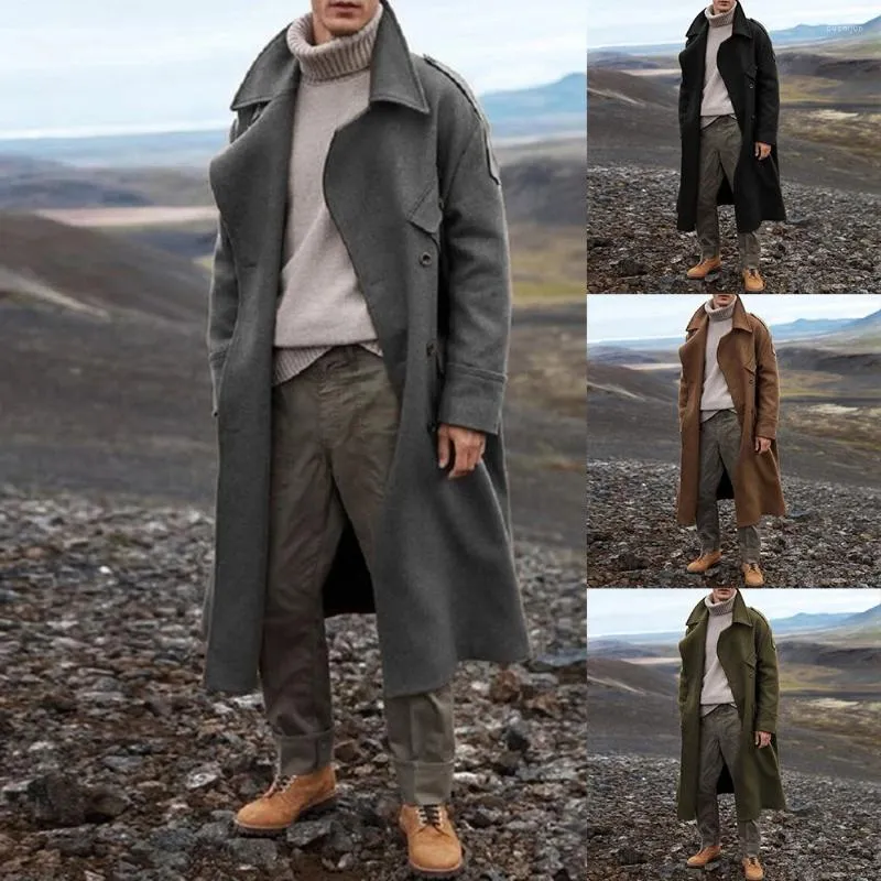 Men's Long Trench Coat Solid Overcoat, British Style | DHgate