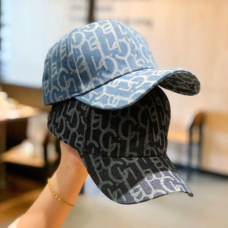 New Trendy Denim Blue Letter High Profile Baseball Caps For Women ...