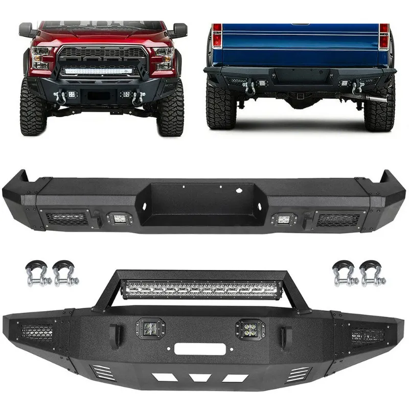 LED Light D Ring Bridge Heavy Front And Rear Bumper For 2009 2014 Ford ...