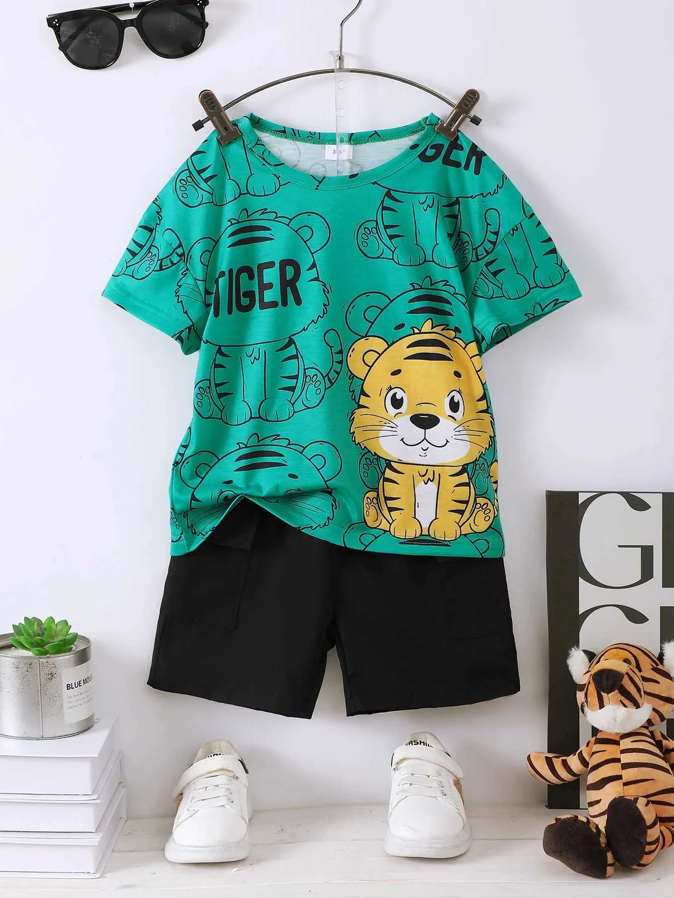 Kids Boys Summer Outfit Set - Tiger Print T-Shirt & Shorts, 3-8 Years ...