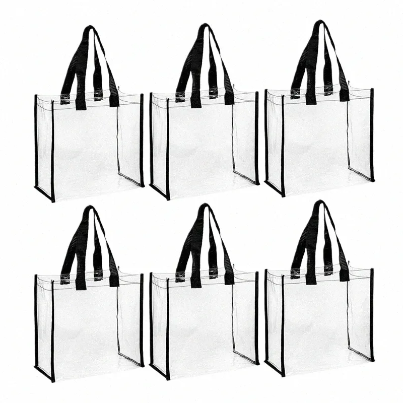 DHgate.com:Clear PVC Tote Bags for Women, 6-Pack Transparent Stadium ...