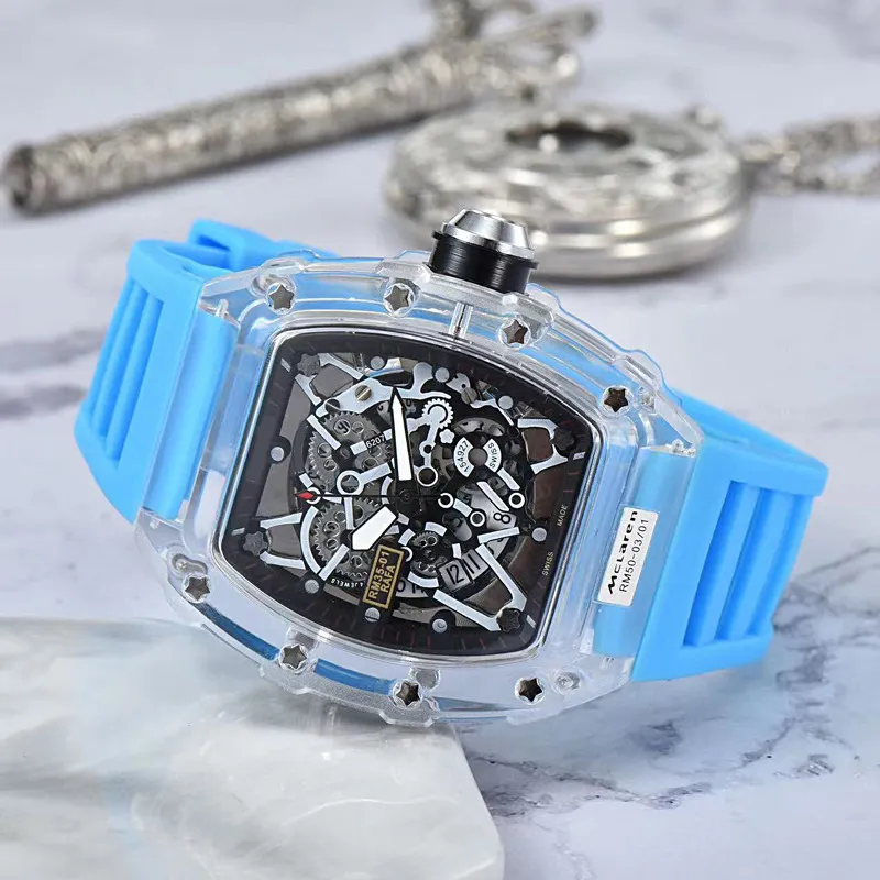 Titanium Shaped Transparent Plastic Shell Quartz Skeleton Watch With ...