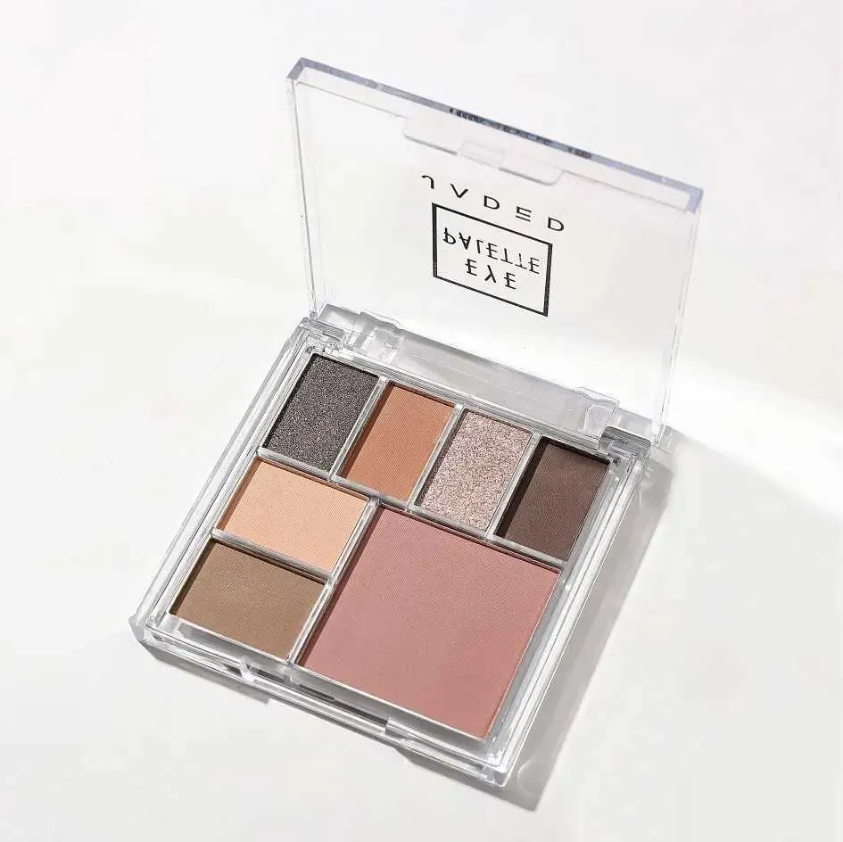 Shimmering 7-Color Low-Sat Smoky Pink Eyeshadow Palette with Glitter ...