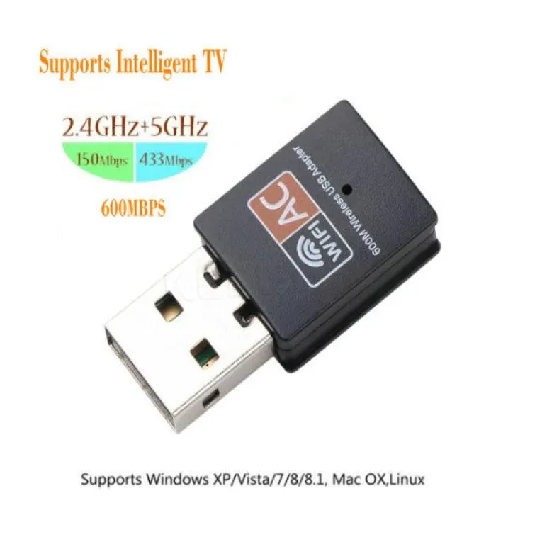 600Mbps Dual Band 1200m Wireless Usb Adapter With 5GHz LAN And Ethernet ...