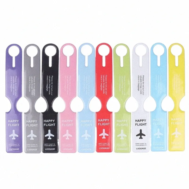 Cute Letter Happy Flight PVC Lage Label Straps Suitcase Id Name Addr ...