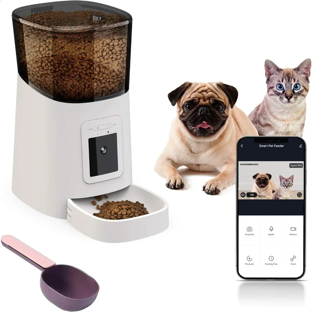 Smart WiFi feeders pet supply with 6L Capacity, 1080p Camera, Video ...