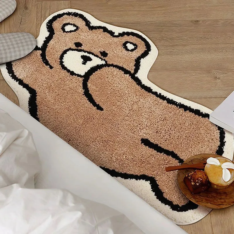 Bederoom Kawaii Bear Rug Non Slip Faux Cashmere Area Carpet For Living ...