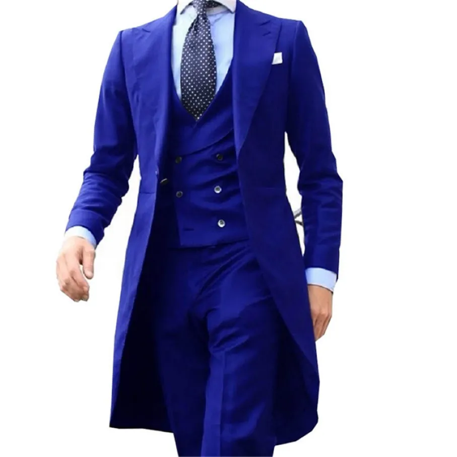 Royal Blue Tail Coat Tuxedo Set For Men Perfect For Weddings, Proms ...