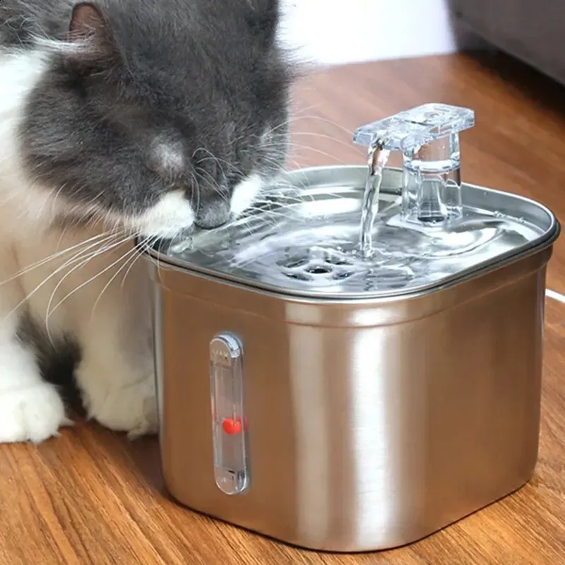Automatic Cat Water Fountain Stainless Steel Pet Water Dispenser With ...