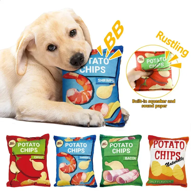 Funny Dog Toys Crisps Plush Filled Pets Squeaky Chew Toy Bite-resistant ...