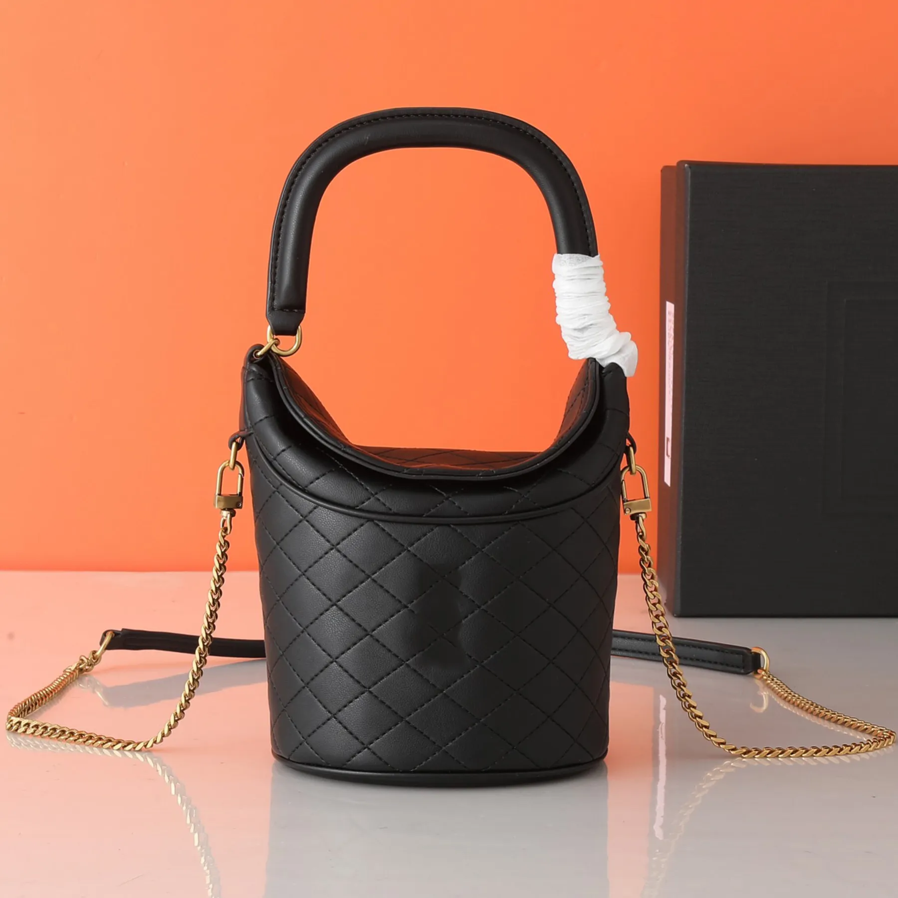 Gaby Lambskin Bucket Bag Genuine Leather Quilted Crossbody Tote With ...