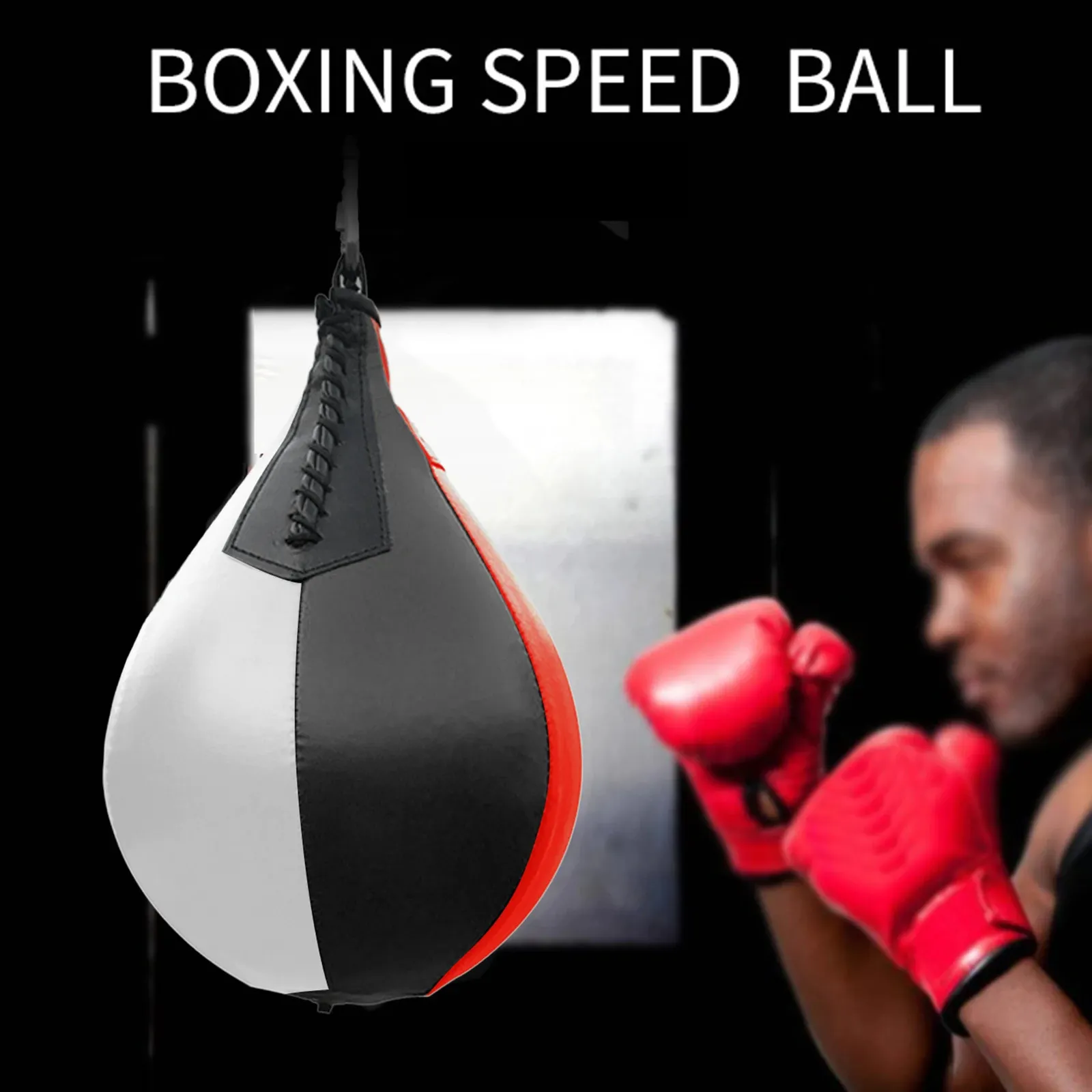 Leather Boxing Speed Bag - Punching Bag, Ceiling Ball, Sport Speedball ...