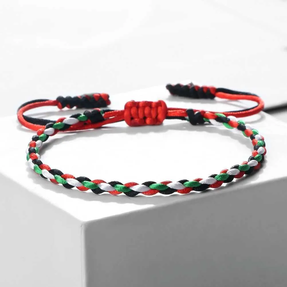 Palestine Flag Bracelet Red Black White Green Rope Braided Bangle Natural Stone Beads From Sts the child 10.92 DHgate.Com