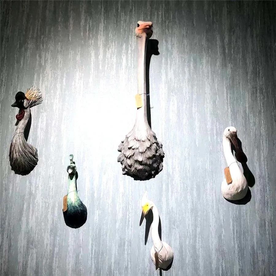 Home Interior Bird Figurines, Ceramic Bird Wall Decor Abstract Ostrich ...