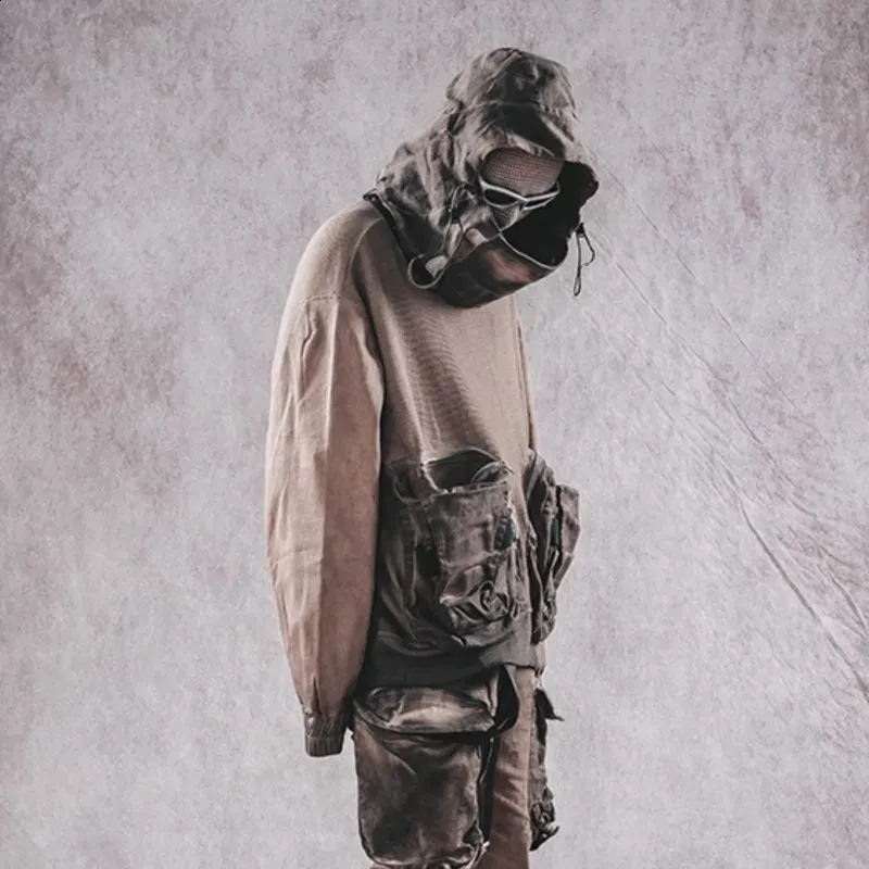 Avant-Garde Oversized Hoodie Coat - Industrial Style, Large Pockets ...