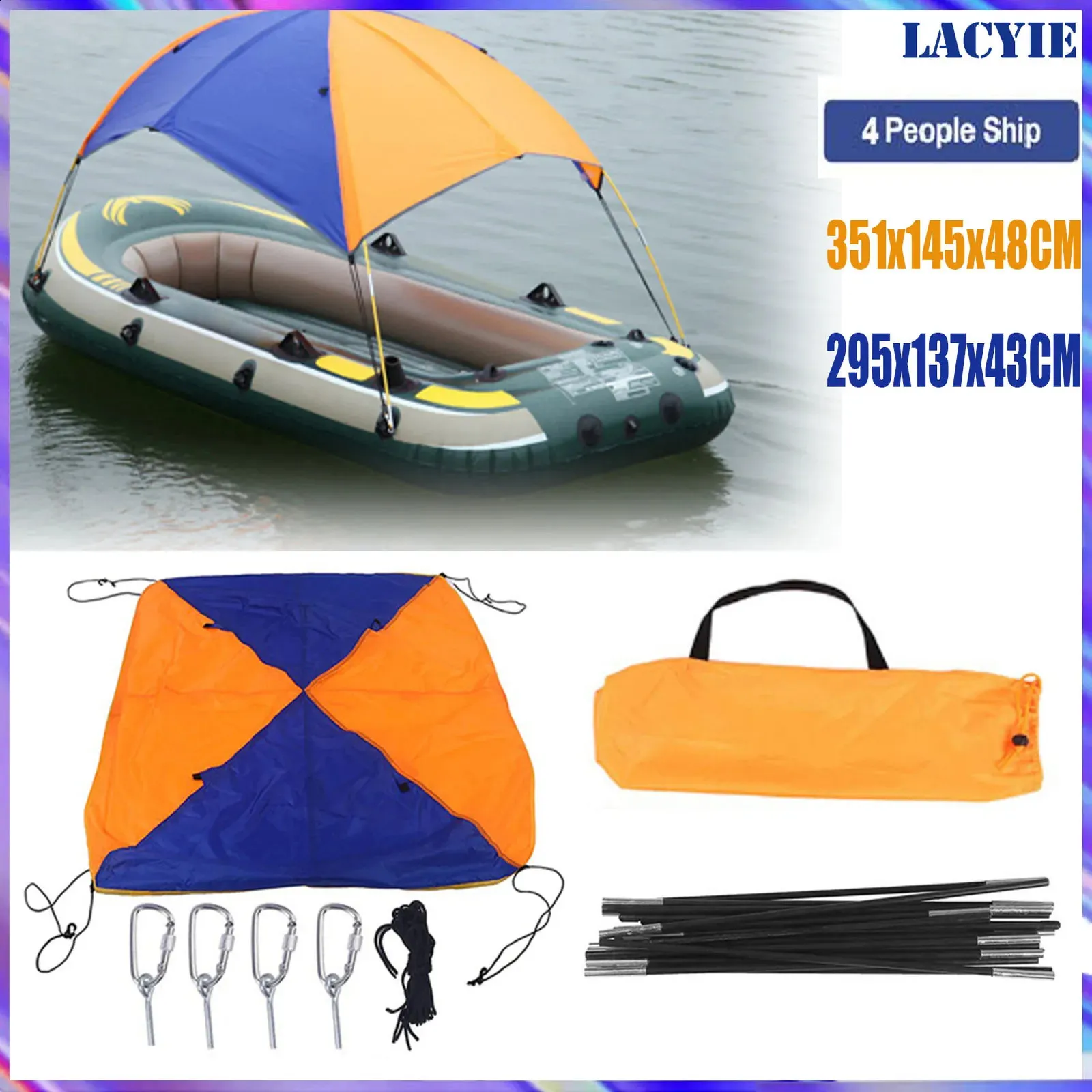 Large Inflatable Boat Shade Cover Canopy For Fishing, Kayaking, And ...