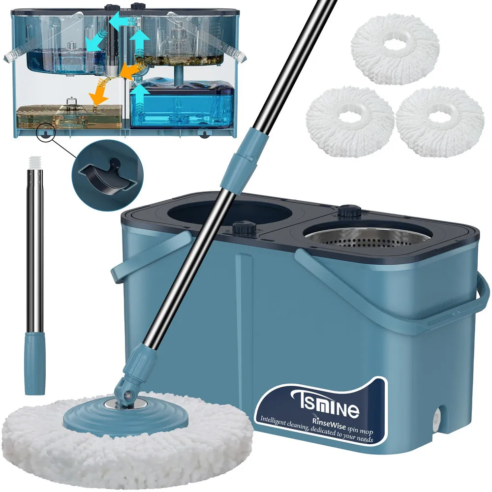 4 Chamber Spin Rubbermaid Dust Mop And Bucket Set With Wringer For Wet ...