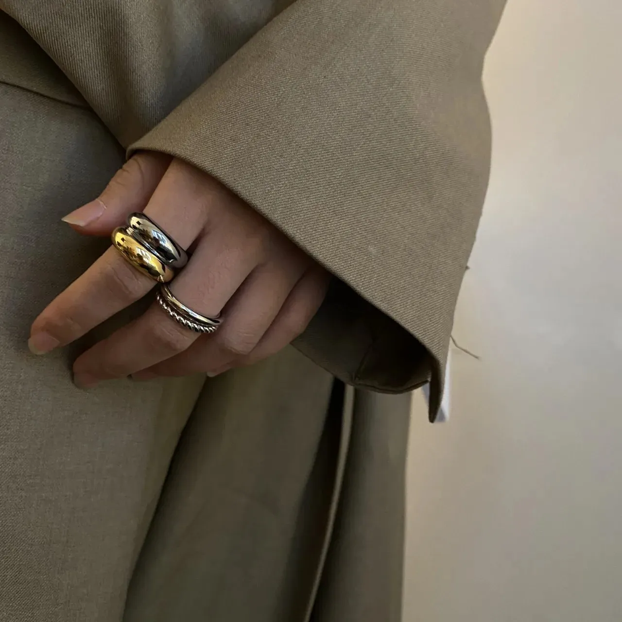 Chunky Double-Layered Statement Rings | Two-Tone Bold Jewelry for Women ...