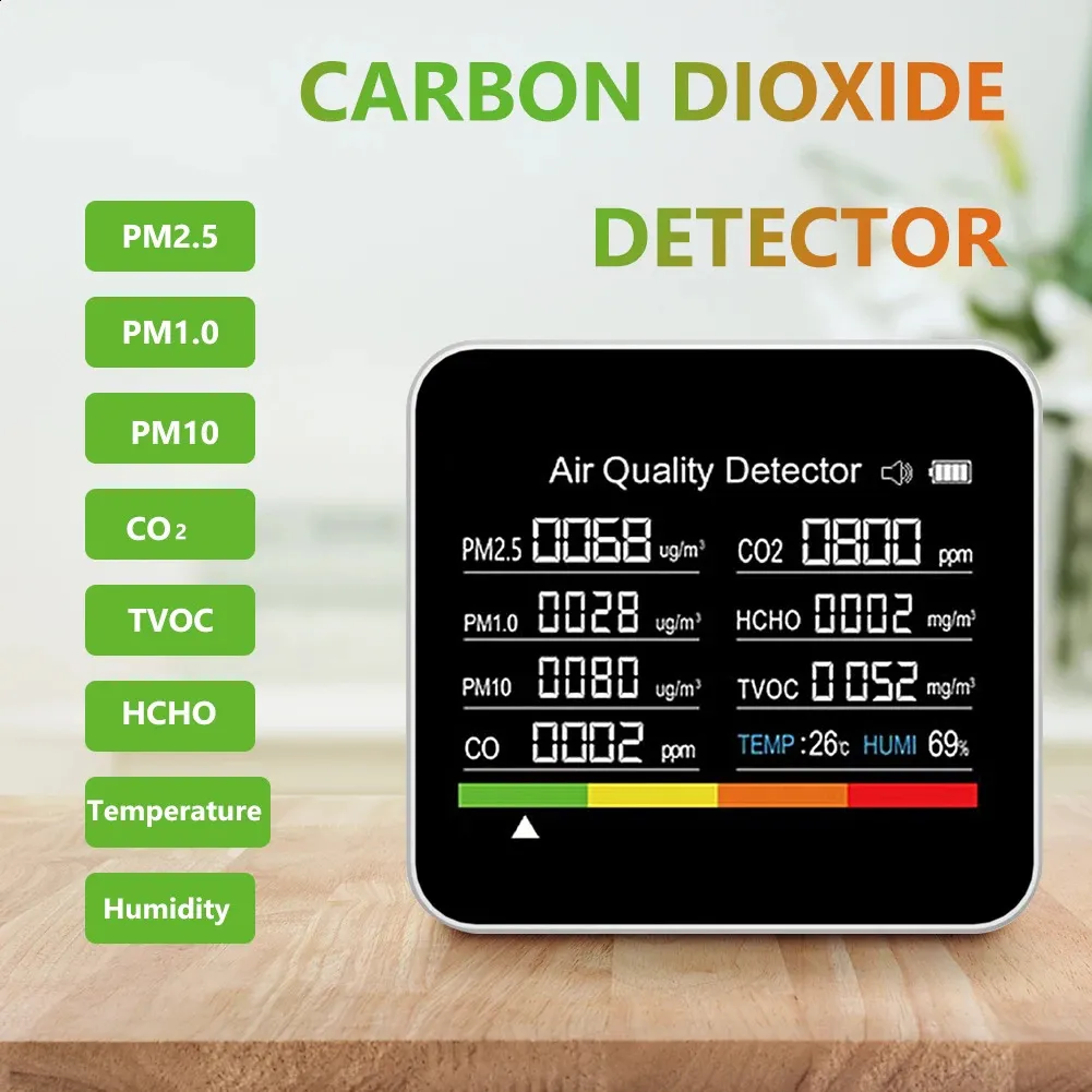 Portable CO Detector Air Quality Monitor: 9 In 1 Carbon Dioxide, TVOC ...
