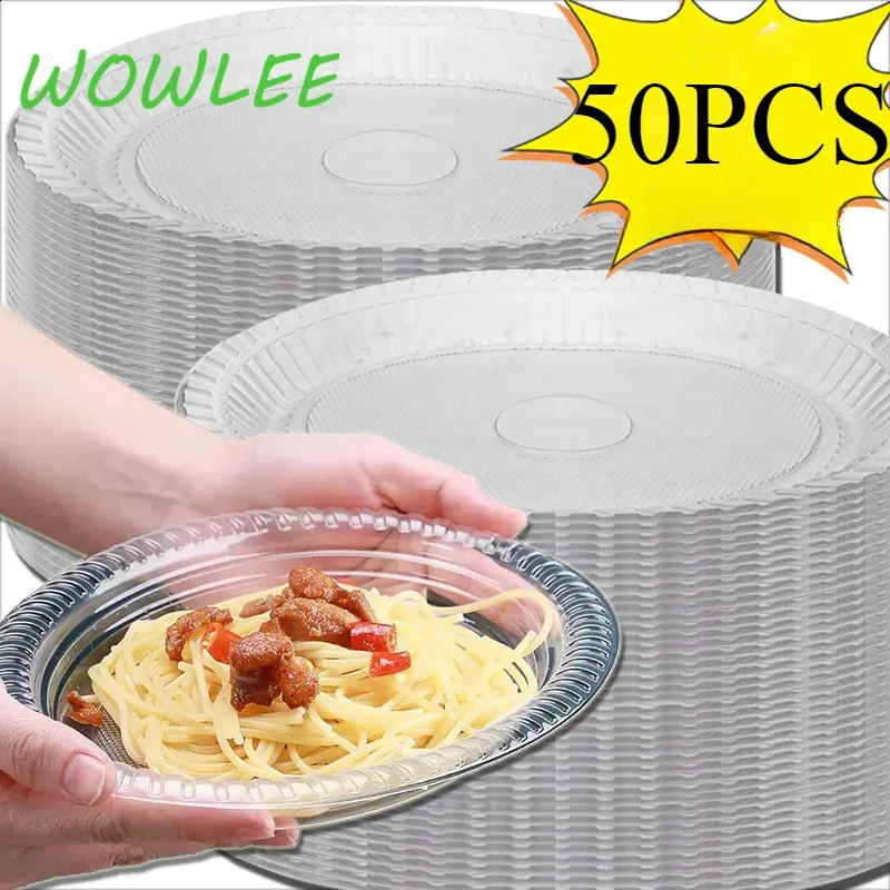 50 Premium Disposable Salad/Dessert Plates - Thickened, Food Grade ...