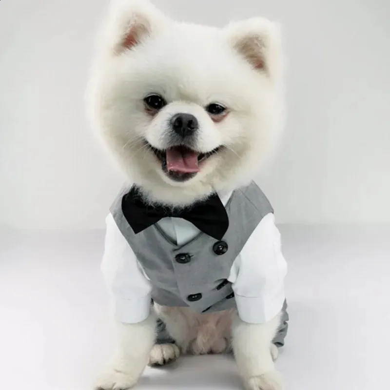 Dog Tuxedo Suit for Small Medium Breed Formal Vest with Bow Tie Pet ...