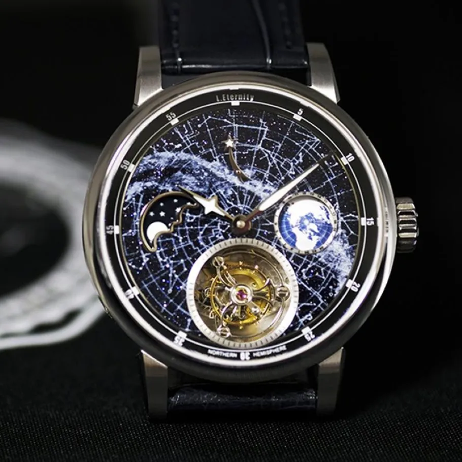 Mens Super Luminous Automatic Toubillon Mechanical Watch With Milky Way ...
