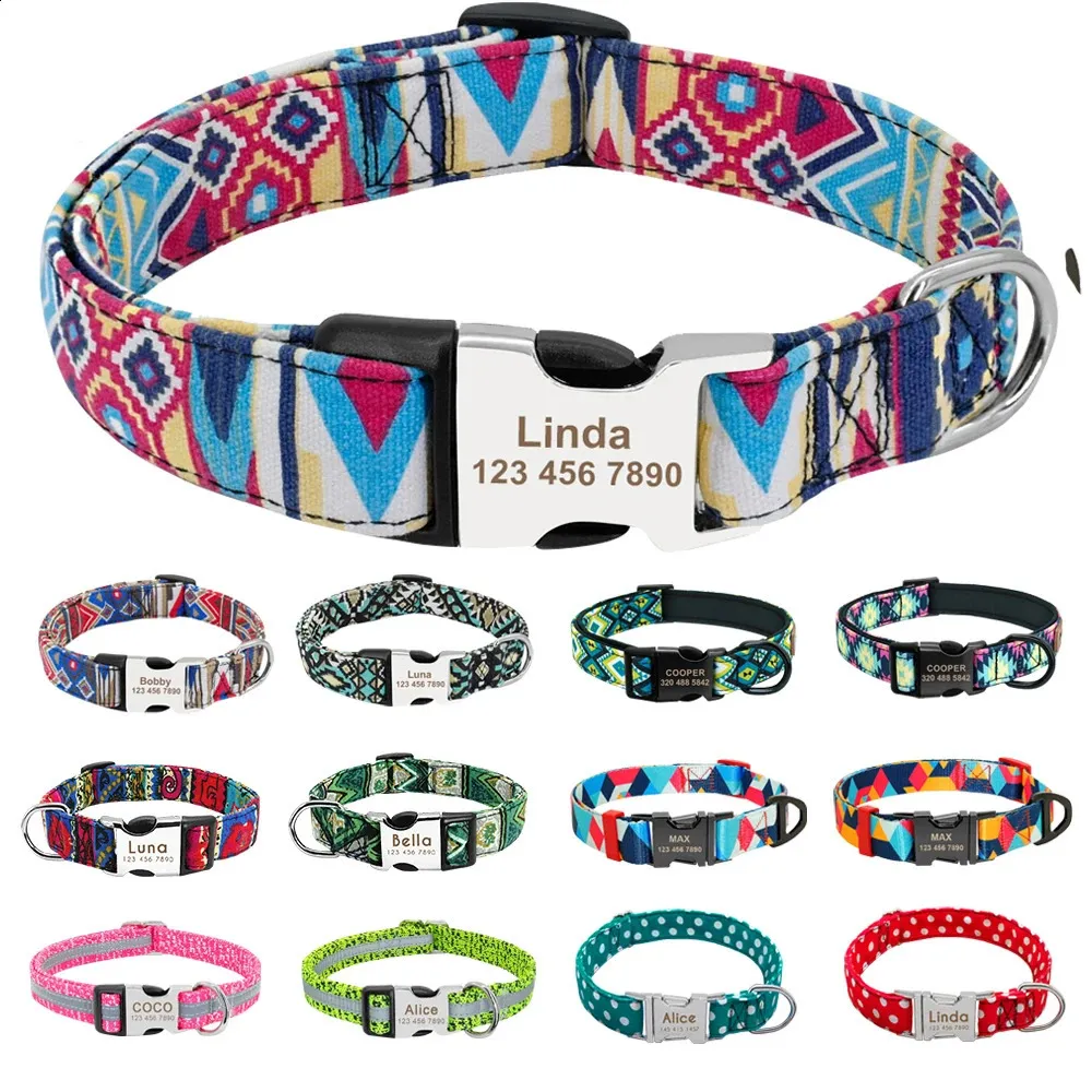 Custom Engraved Dog Collar Personalized Nylon Pet Dog Tag Collar ...