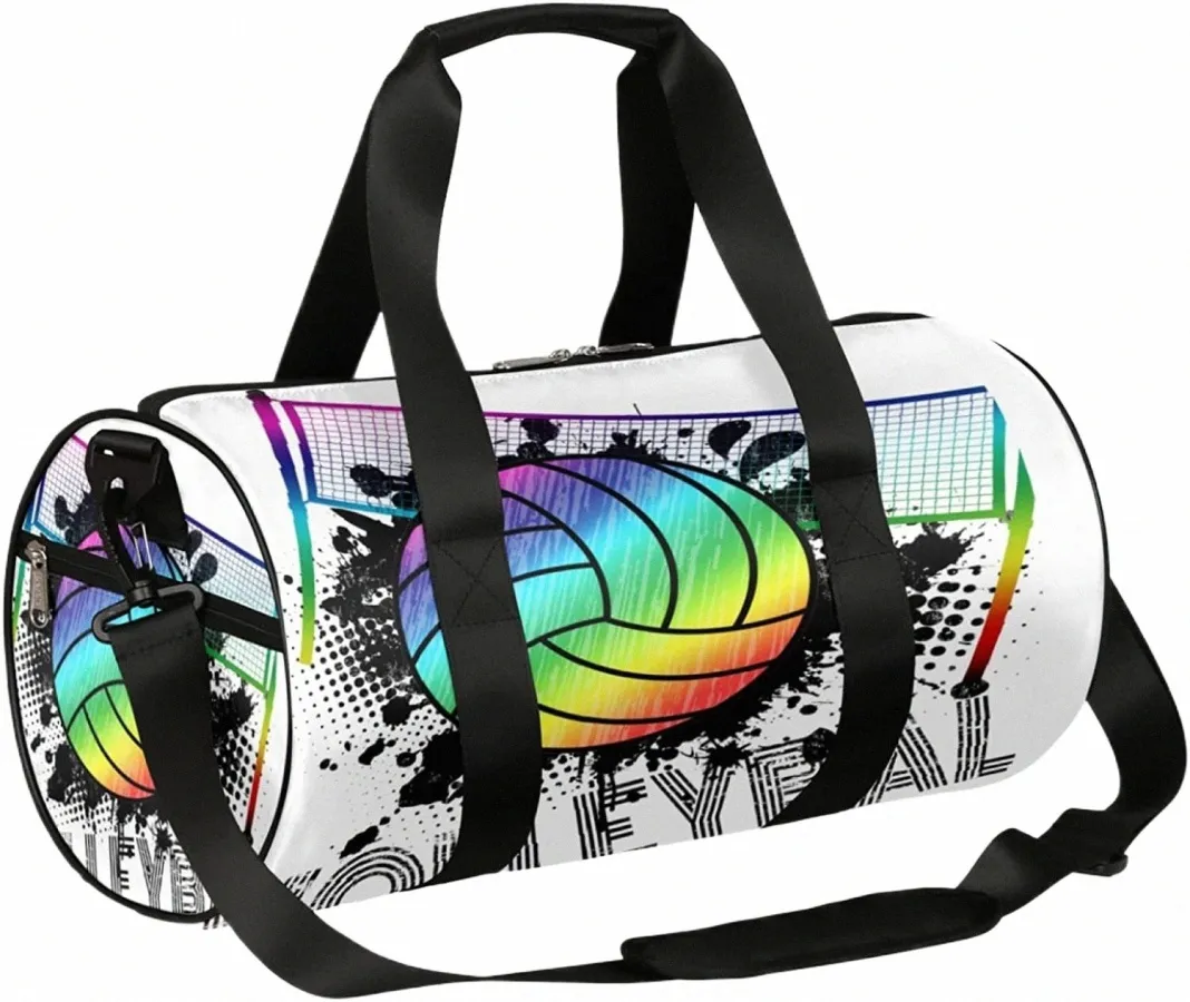 Rainbow Volleyball Gym Bag - Large Sports Duffel, Travel Weekender Tote ...
