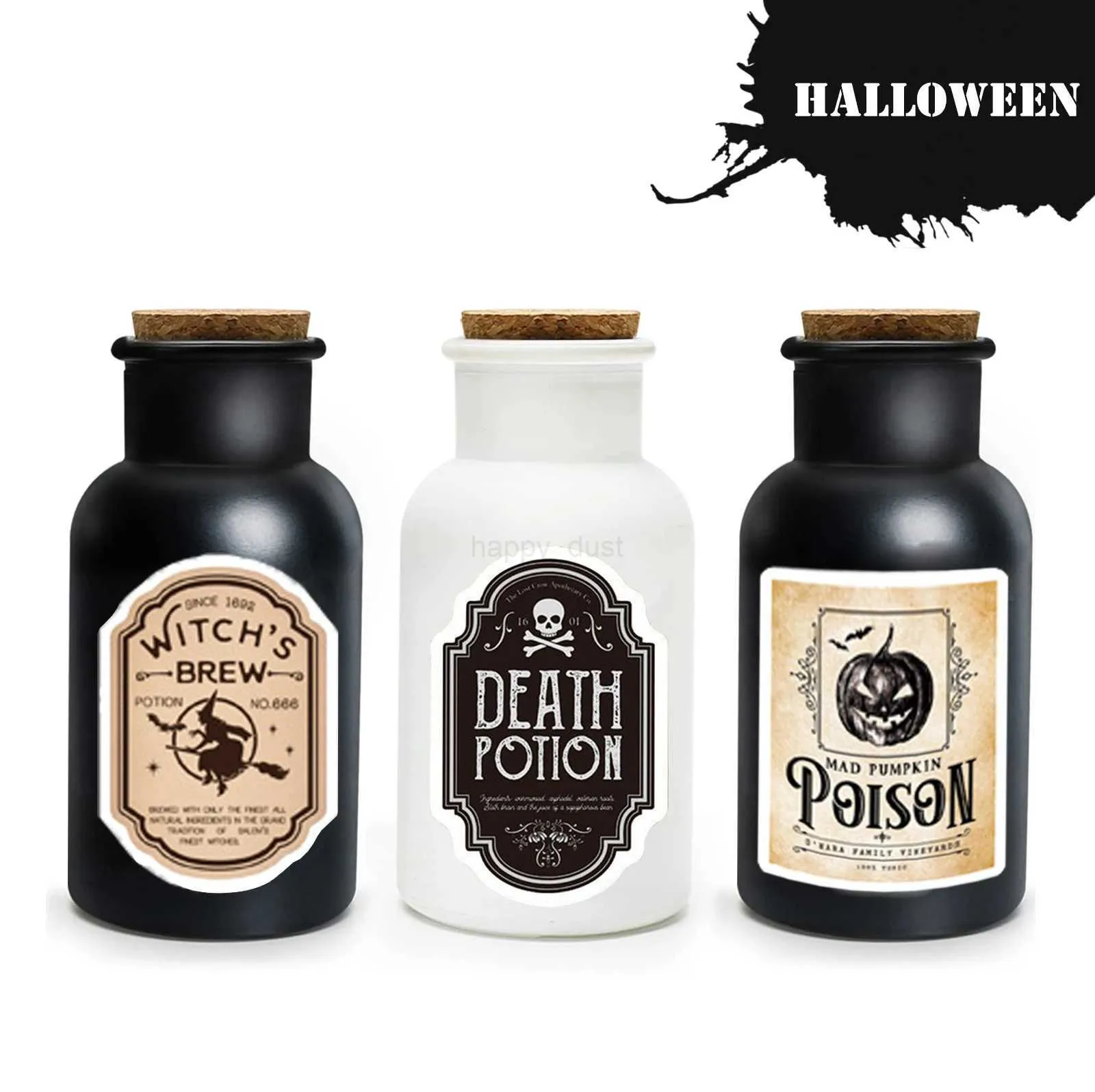 Spooky Ceramic Witch Potion Bottles for Halloween Tier Tray Decor, Set ...