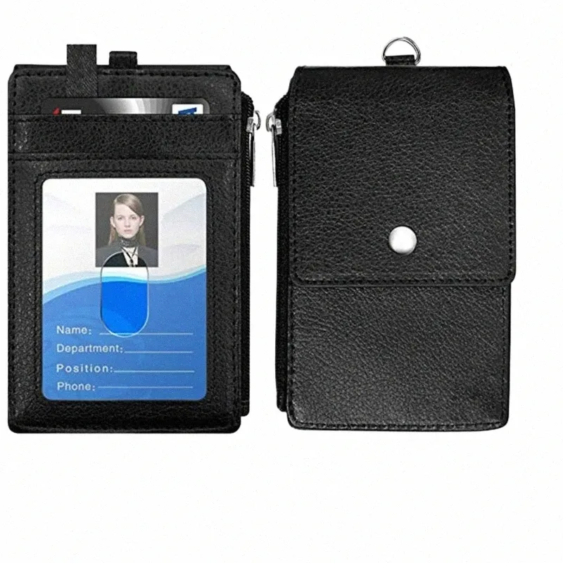 DHgate.com:RFID Blocking Badge Holder Wallet - Zippered PU Leather ID ...